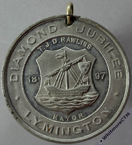 Lymington 1897 Diamond Jubilee Medal 39mm Shield with ship WE3020C - W ...