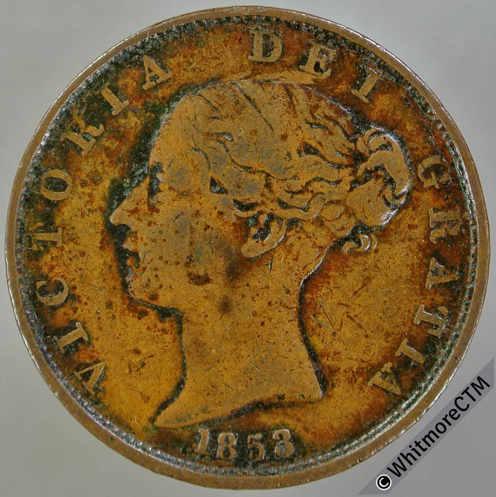 1853 British Copper Halfpenny Victoria Young Head | whitmore