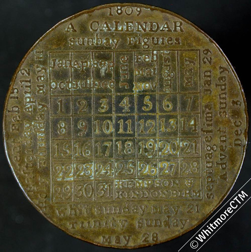 Calendar 1809 Kempson & Kindon Birmingham 39mm - Brass | whitmore