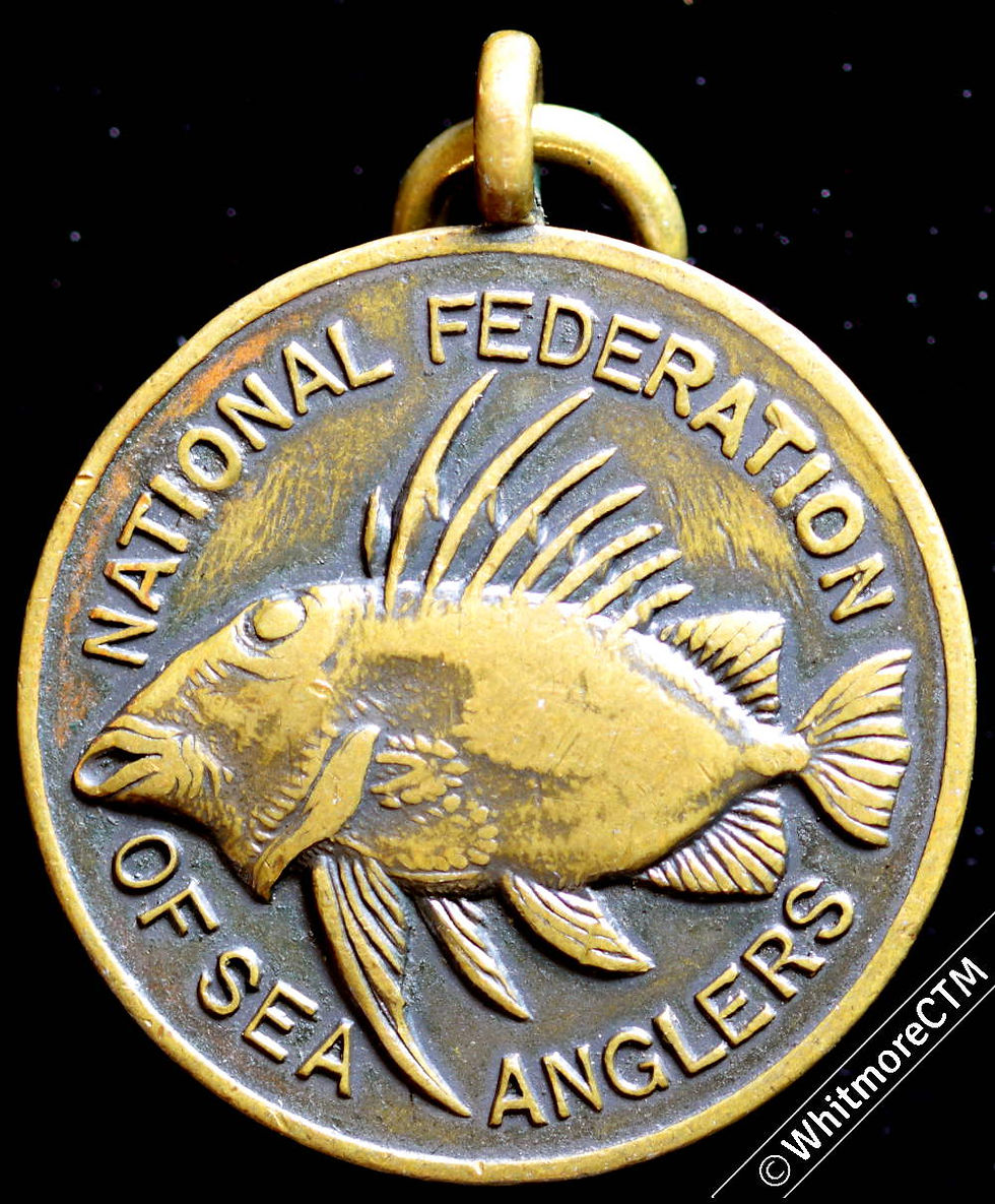 National Federation of Sea Anglers Medal 26mm Fish Depicted - Bronze ...
