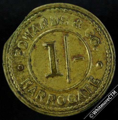 Value Stated Token Harrogate 23mm 1/- Edwards & Co. Bracteate Brass ...