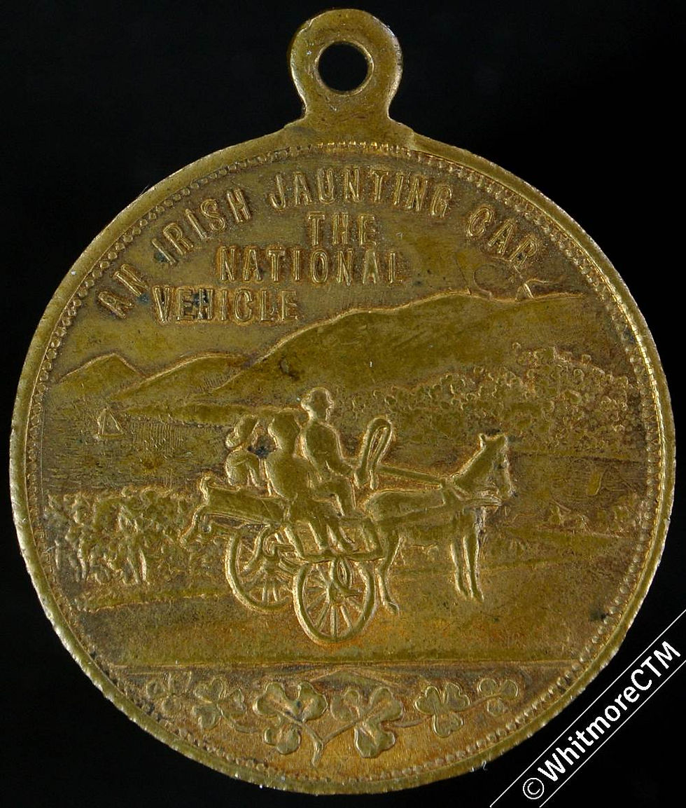 Ireland Jaunting Car Harp between sprays of shamrock Medal 28mm Gilt ...