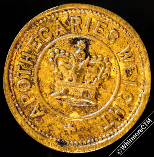 Apothecaries Weight 2 Scruples Эij Brass 2.61g, Biggs 1227 type | whitmore