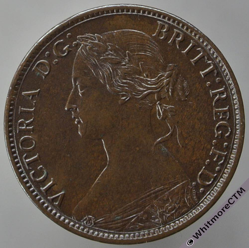 1863 British Copper Farthing Victoria Young Head - Very Rare | whitmore