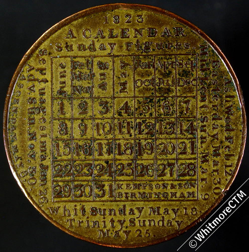 Calendar 1822 Kempson & Son Birmingham 39mm - Copper cleaned | whitmore