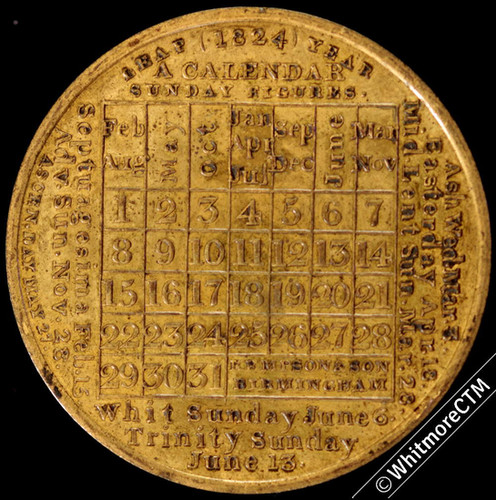 Calendar 1824 Kempson & Son Birmingham 39mm - Bronze | whitmore