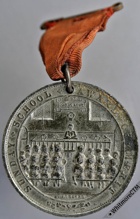 Sunday School Award Of Merit Attendance Medal 38mm D4090 White Metal sunday-school-award-of-merit-attendance-medal-38mm-d4090-white-metal