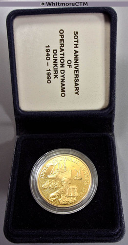1990 50th Anniversary of Dunkirk Evacuation Medal 39mm Gilt bronze ...