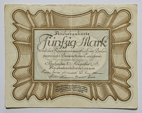 GERMANY 50 Mark Reichsbanknote Funfzig Mark 1918 | Antiquamoneta