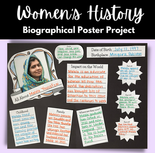 Women's History Month Biography Poster Project Research, Plan, Write ...