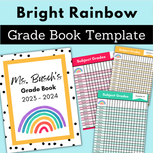 Rainbow Grade Book Printable Templates Classroom Grading Organization ...