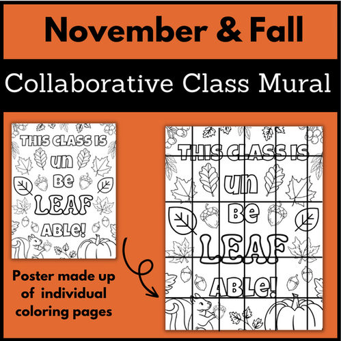 November Fall Thanksgiving Collaborative Class Mural Poster Decor ...