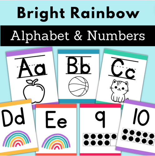 Rainbow Bright ABC and Numbers 0-10 Posters Alphabet Posters Set | MBB ...