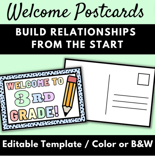 Back to School Summer Welcome to the Class Postcards Write Type Message ...