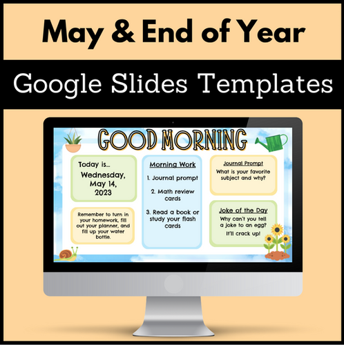 May End of Year Garden Colorful Google Slides Templates Centers Morning ...