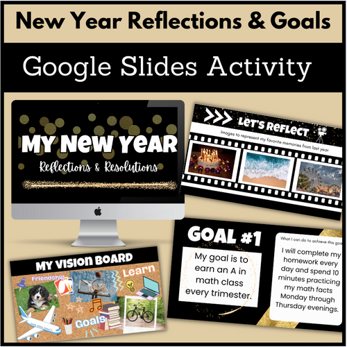 New Years 2025 Reflection Resolution Vision Board Goal Setting SEL ...