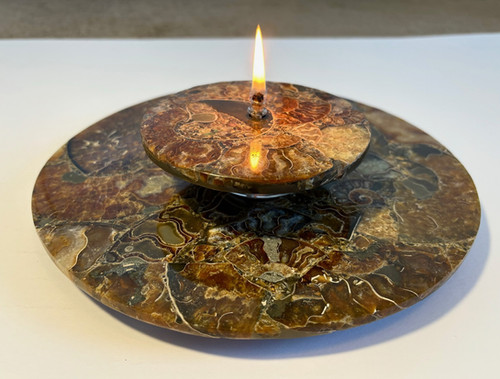 Ammonite Fossil lazy susan turntable with matching oil candle set ...