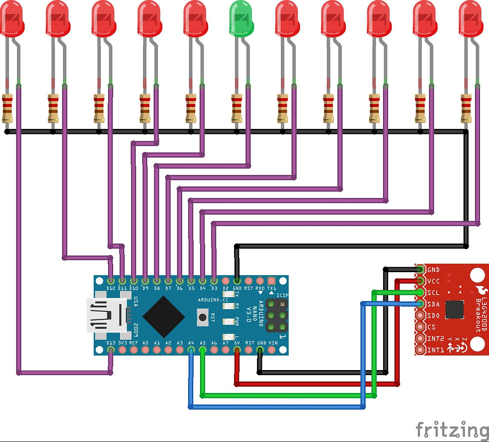 Arduino LED Spirit Level MPU6065