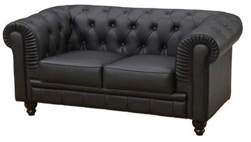 Sofa Chester 2 plazas tapizado similpiel ecológico negro | Mueble Profesional