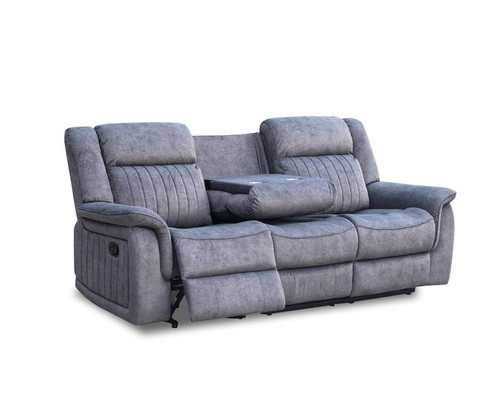 Dallas Recliner Fabric 3 Seater Sofa Light Grey Bedssofasbedding