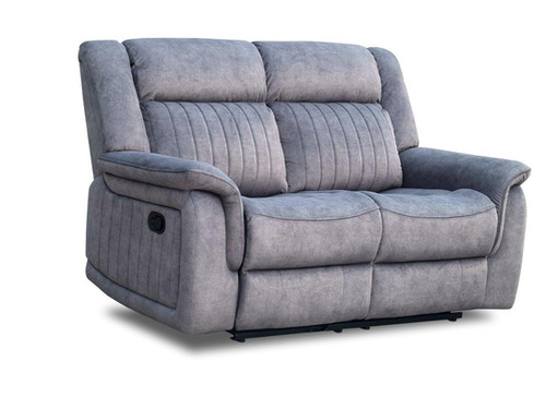 Dallas Recliner Fabric 2 Seater Sofa Light Grey | BedsSofasBedding.com