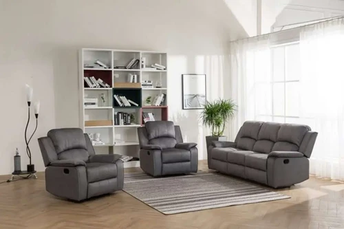 Quest Grey Fabric Manual Reclining Sofa Set Bedssofasbedding