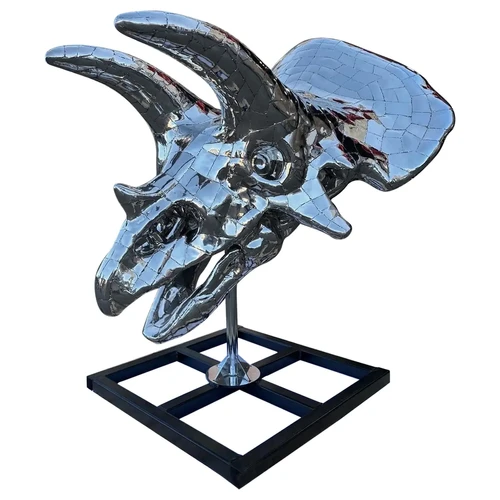 Stainless Steel Triceratops Sculpture, 21st century | MD LEWIS ANTIQUES