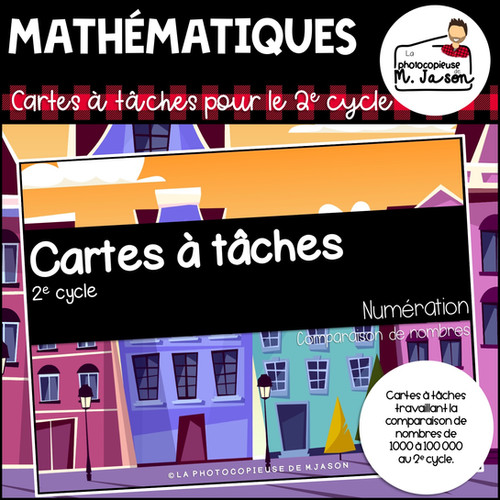 Maths: Cartes à tâches - Comparaison de nombres | Photocopieuse Jason