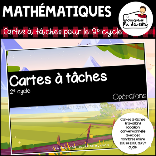 Maths: Cartes à tâches - Addition conventionnelle | Photocopieuse Jason