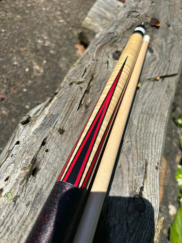 Ebony 5 point Cue w/ triple red venner by Carl Giuli Custom Cues ...