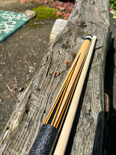 5 Point Ebony Cue w/ Vibrant veneers by Carl Giuli Custom Pool Cues