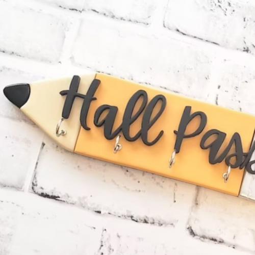 Pencil Hall Pass Holder, Classroom Decor, Teacher Appreciation Gift ...