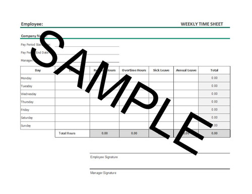 Staff Weekly Time sheet | printables