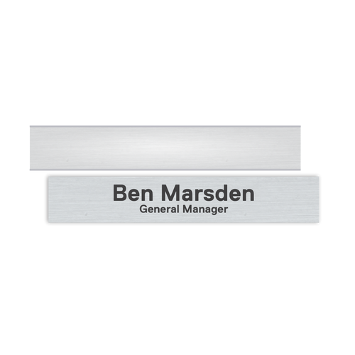 Large Door Sign Slider - Brushed Silver/Black Text | Badgelink NameBadges