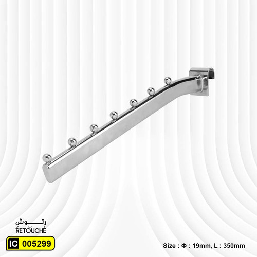 Sloped Display Hook for Oval Crossbar, with Beads, Metal