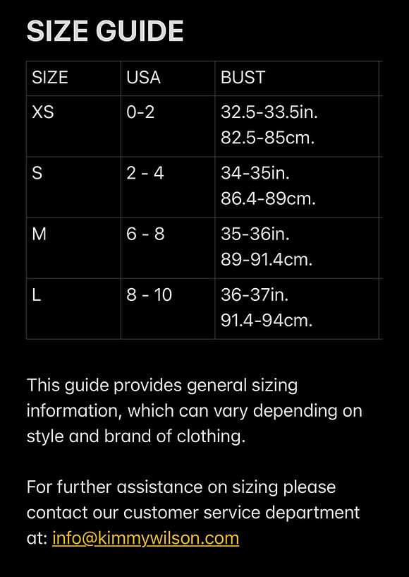 Size Charts | Rags By Kimmy