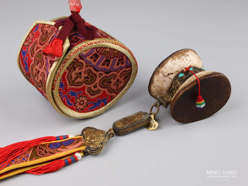 手鼓 骨 Bone Drum Damaru 7.5x6x6.5cm KD#8 | mingyangart