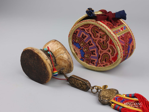 手鼓 骨 Bone Drum Damaru 7.5x6x6.5cm KD#14 | mingyangart