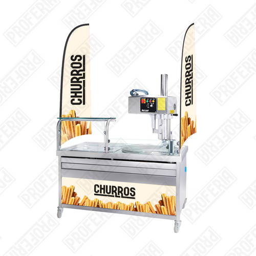 Stand à churros premium 160cm – Friteuse ronde 70cm – 22 à 38L – PROFERIA