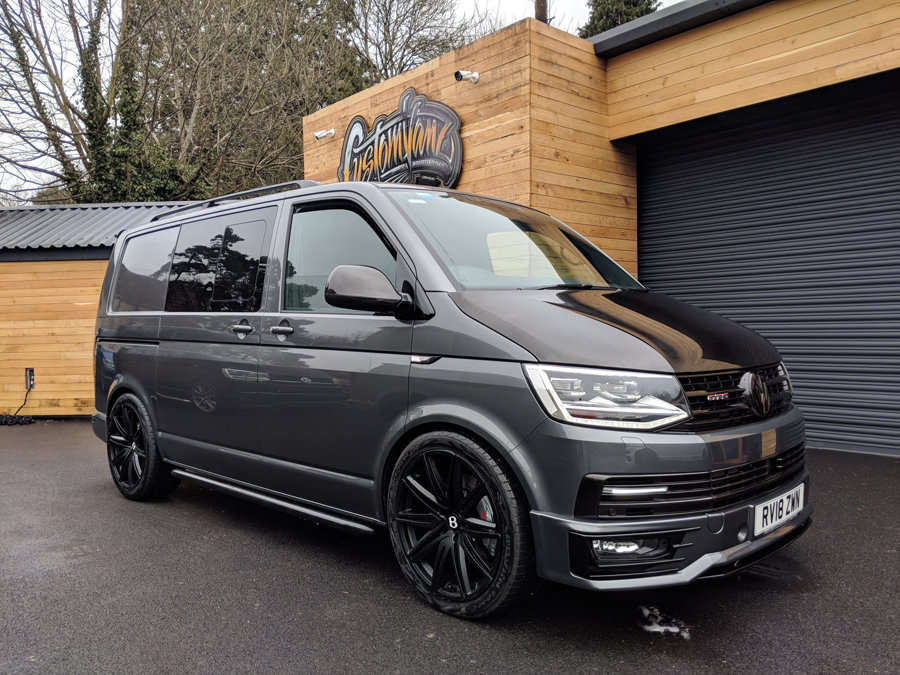 Custom VW T6 Transporter SWB Highline Kombi in Indium Grey with Carbon ...