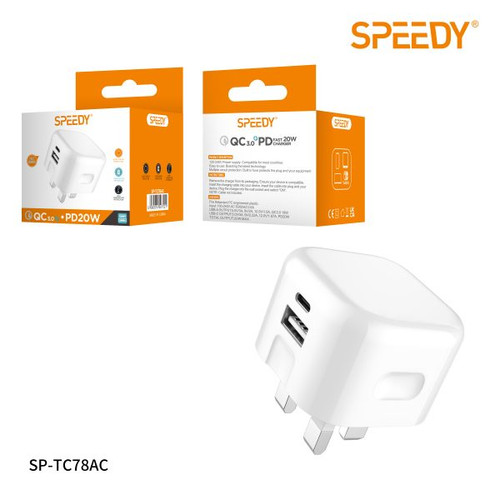 SPEEDY Dual Port QC 3.0 + PD 20w Plug | Q smart