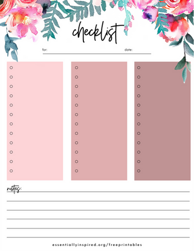 Checklists - Floral Theme | Essentially Inspired