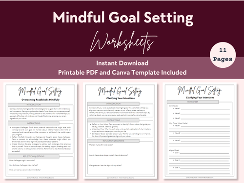 Mindful Goal Setting Worksheets | Sarah's MindfulHaven