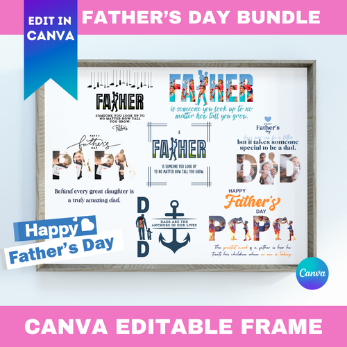 Father's Day Canva Editable Frame Bundle Digital File | Cocoa Cuttables