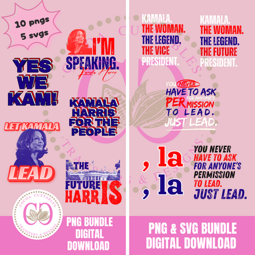 Kamala Harris Designs Bundle| PNG & SVG Files | VP Kamala Art | Digital ...