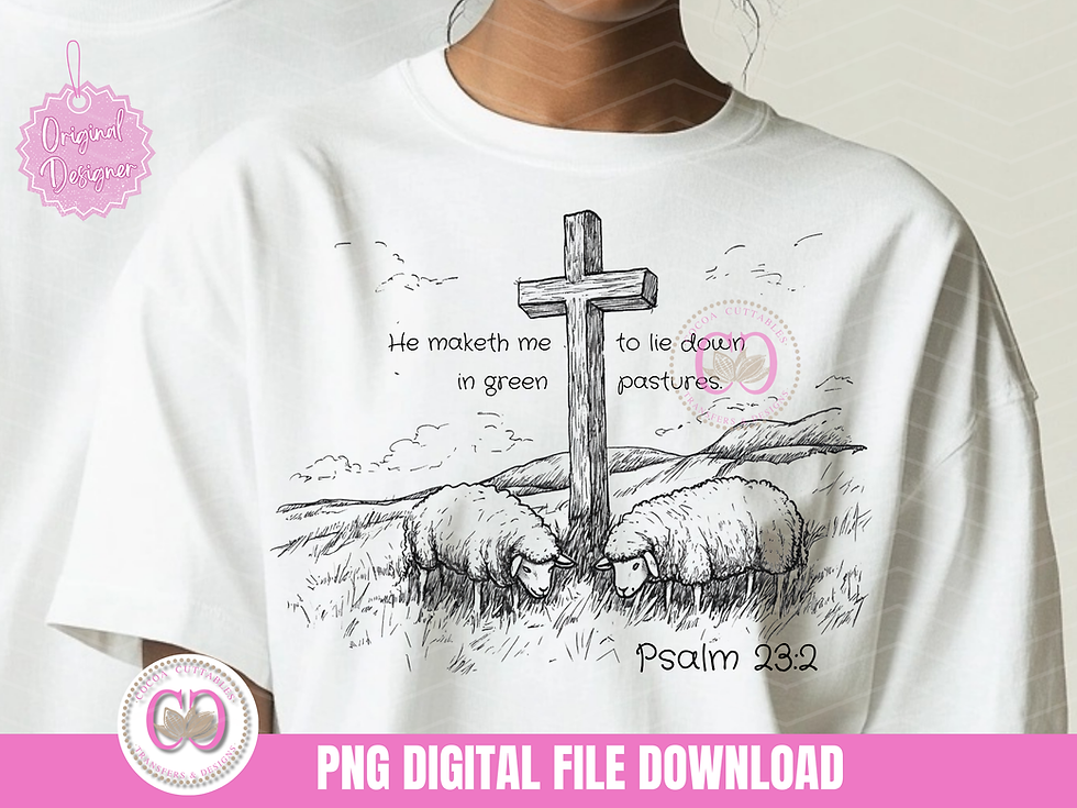 Psalms 23:2 He Makes Me Lie Down In Green Pastures Easter Faith-based ...