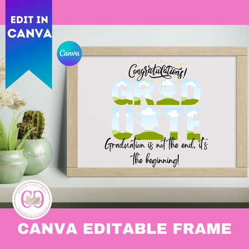 Congratulations GRADUATE Frame with Quotes Editable Canva Digital ...