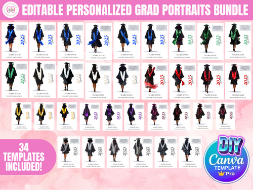 DIY CANVA Editable Graduation Portrait Graduation Black Woman Graduate ...