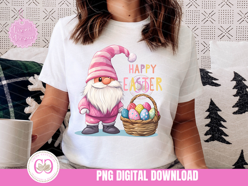 Happy Easter Gnome & Easter Eggs Watercolor Clipart PNG Sublimation ...