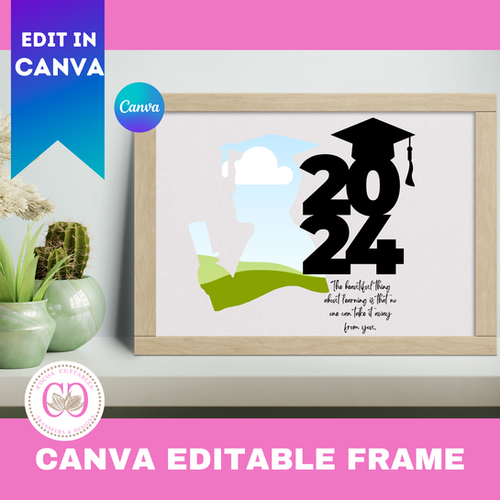 2024 Graduate Male Frame with Quotes Editable Canva Digital File ...